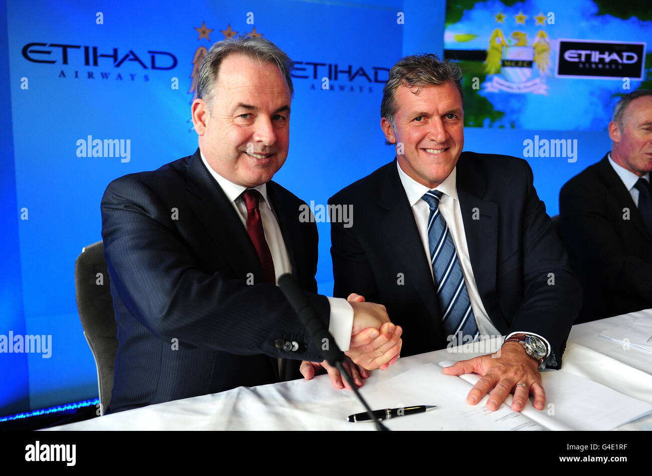 Soccer - Manchester City Press Conference - Etihad Stadium Stock Photo ...