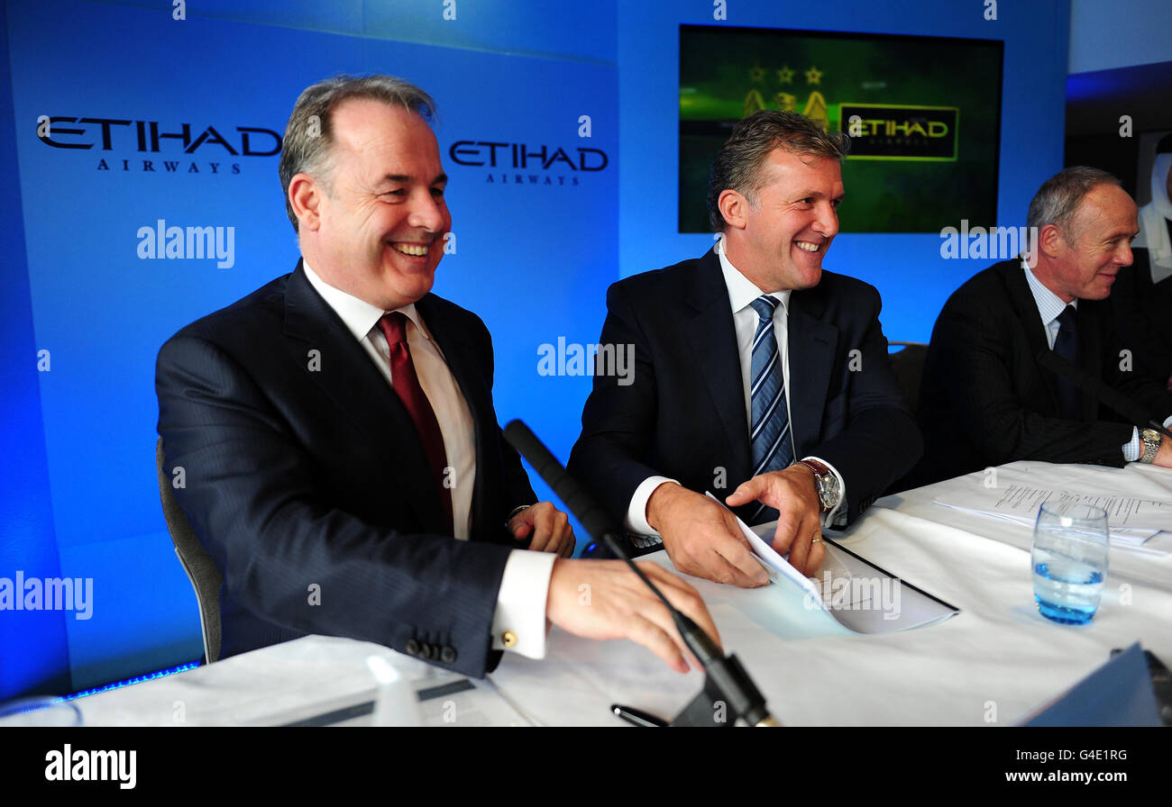 Soccer - Manchester City Press Conference - Etihad Stadium Stock Photo ...