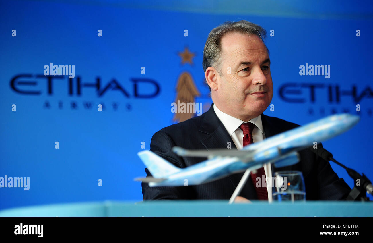 Soccer - Manchester City Press Conference - Etihad Stadium Stock Photo ...