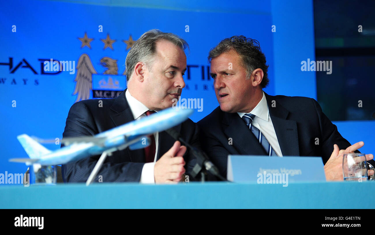Manchester City's Chief Executive officer Garry Cook (right) with ...