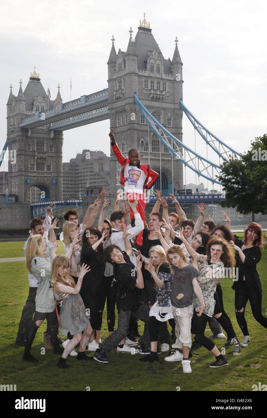 British dance star Akai Osei (in red) and dancers from Rhythm Nation ...