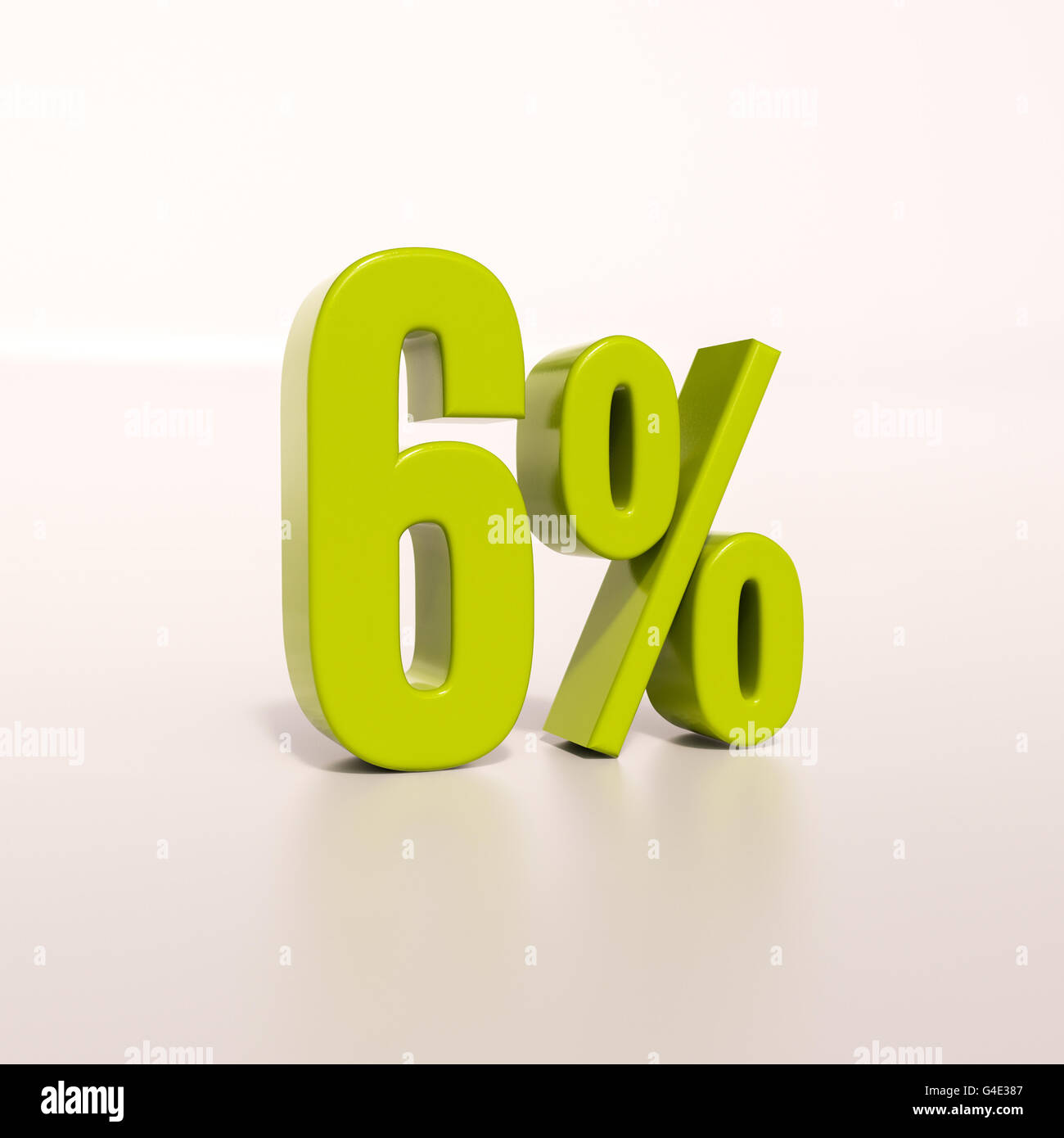 3d render: green 6 percent, percentage discount sign on white, 6 Stock ...