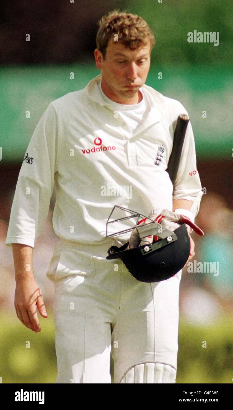 Englands michael atherton heads for the pavilion hi-res stock ...