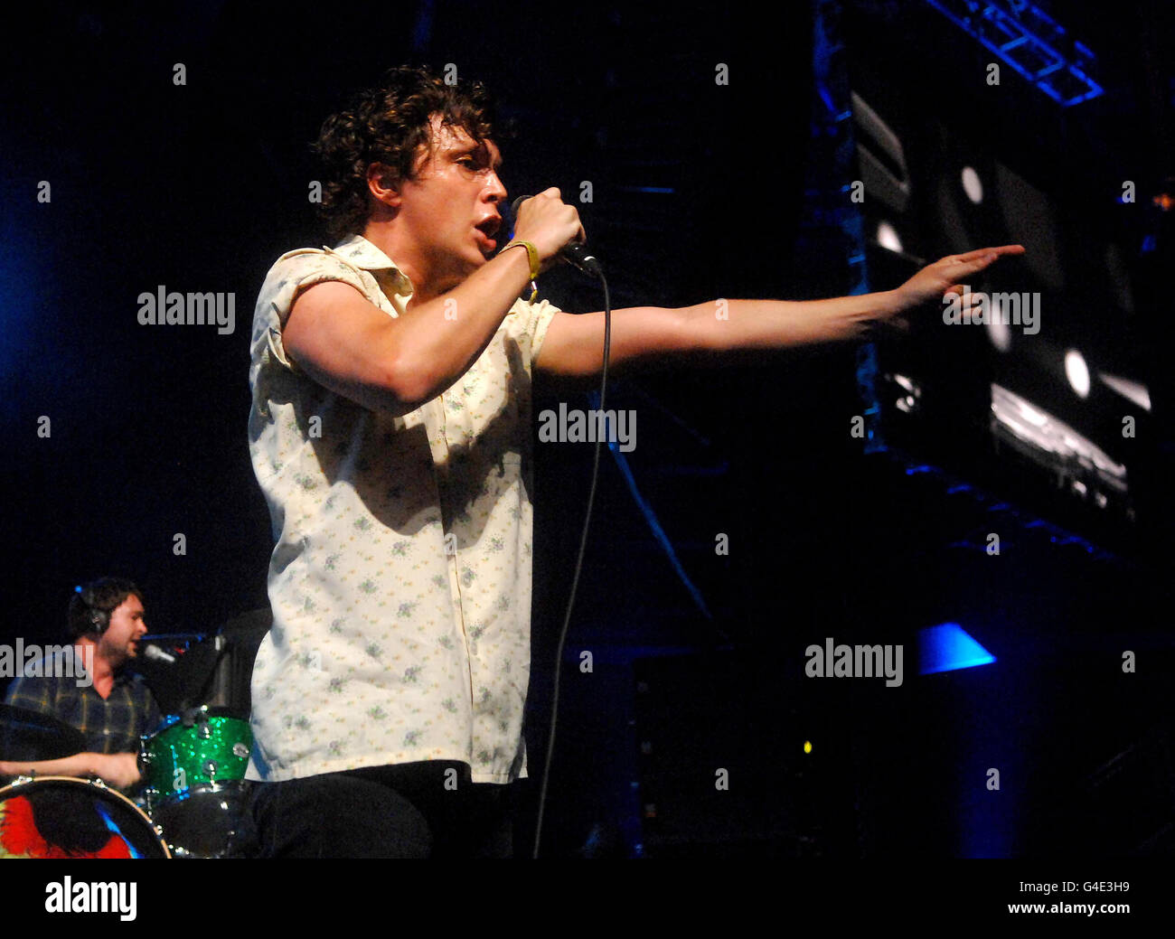 Ed Macfarlane of Friendly Fires performs on stage at the Roundhouse in ...