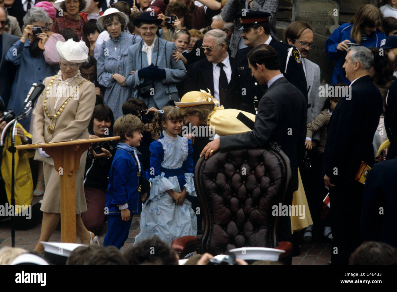 The Princess of Wales meeting children during her visit to Saint John ...