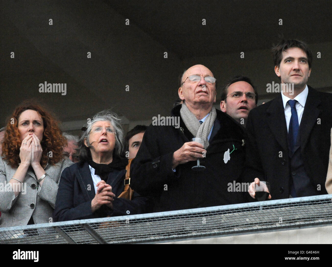 Rupert Murdoch (third from right)and James Murdoch (second from right ...