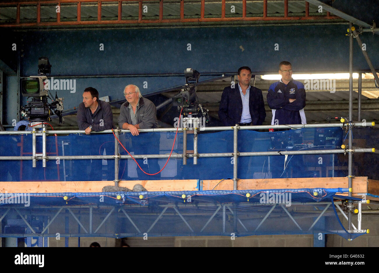 He commentator camera gantry match between bury everton hi-res stock ...