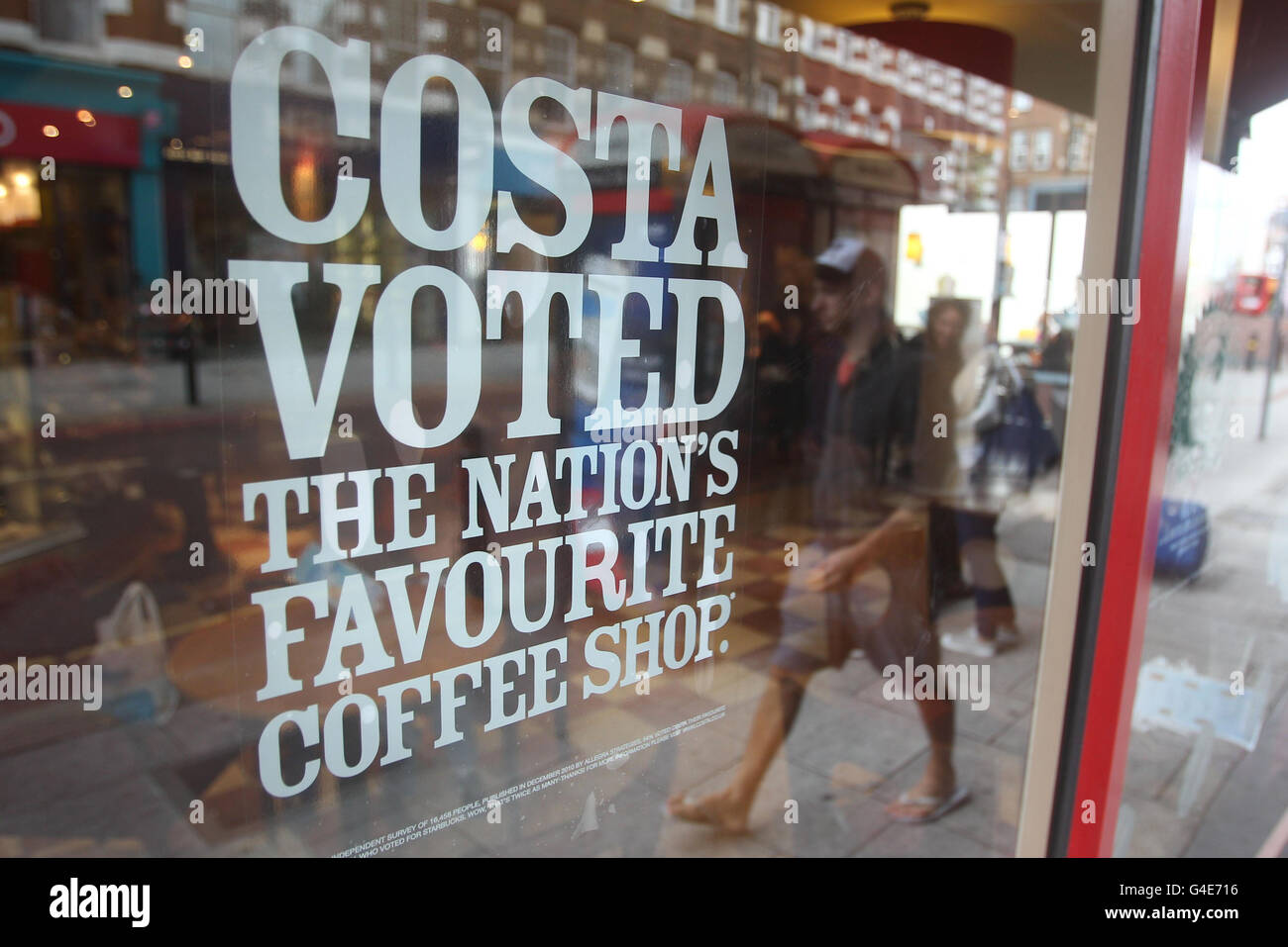 Whitbread FTSE Stock. General view of Costa Coffee shop, part of ...