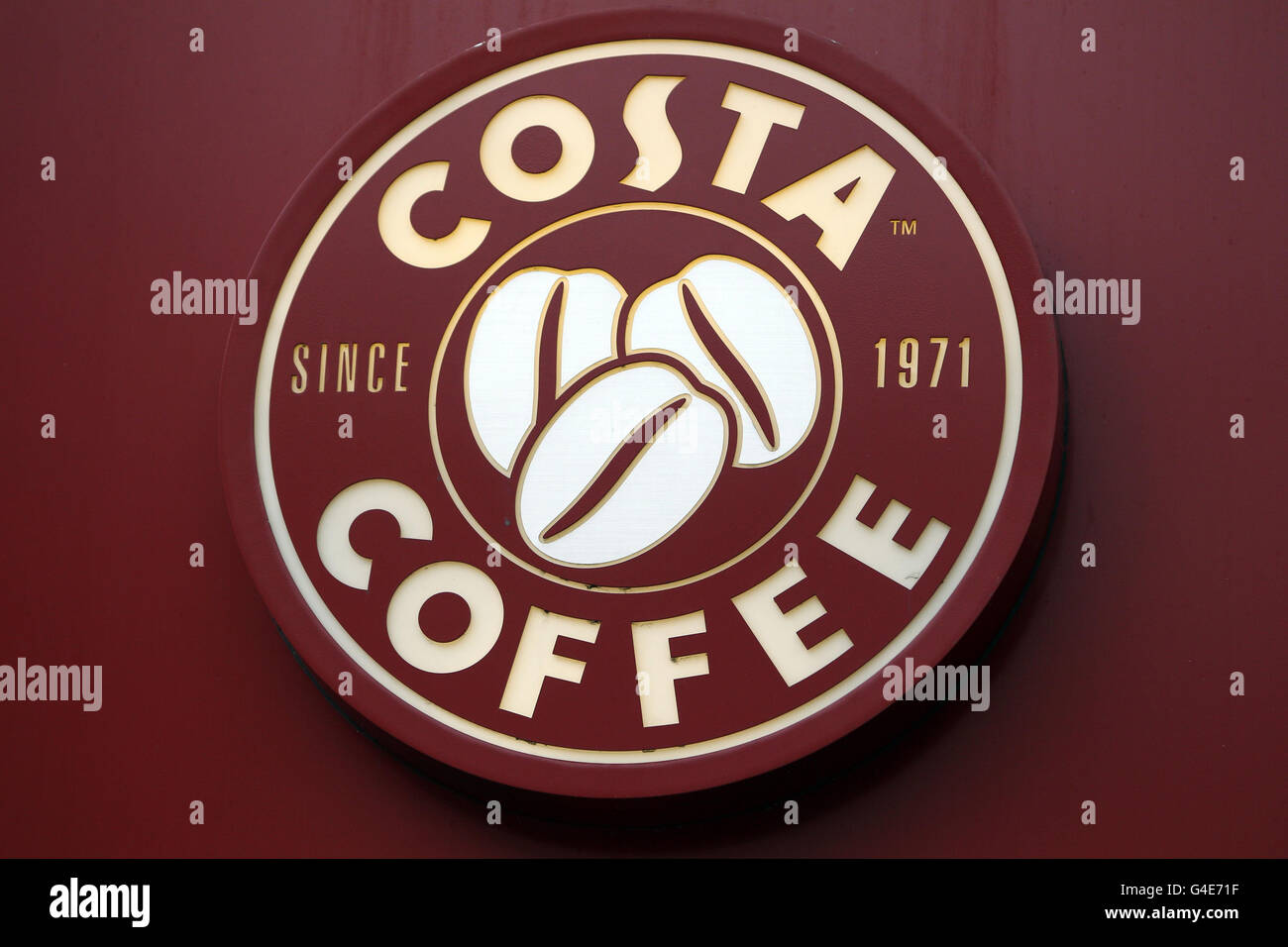 General view of Costa Coffee shop logo, part of Whitbread PLC stable ...