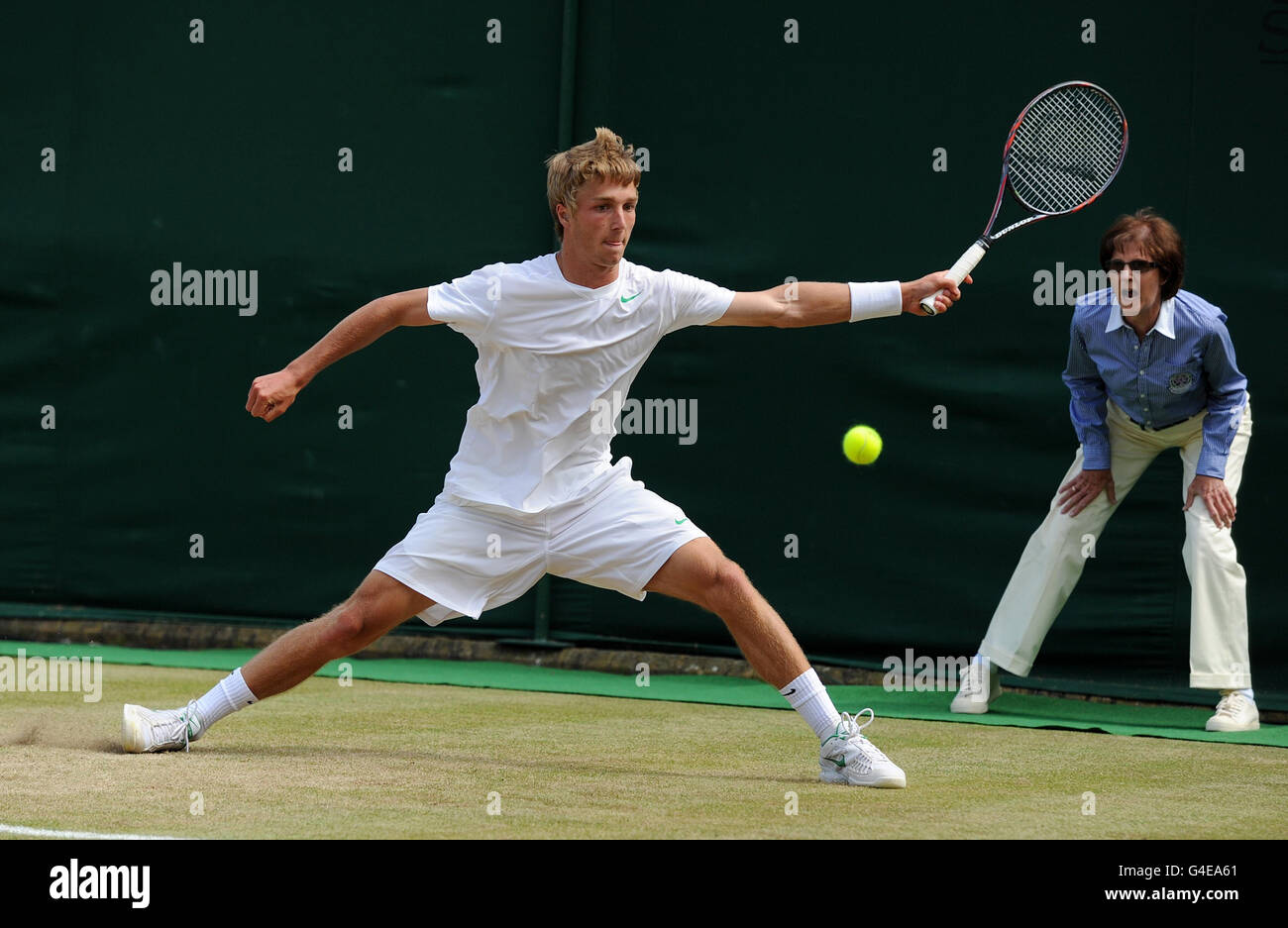 Great Britain's Liam Broady in his match against Germany's Robin Kern during day ten of the 2011 ...