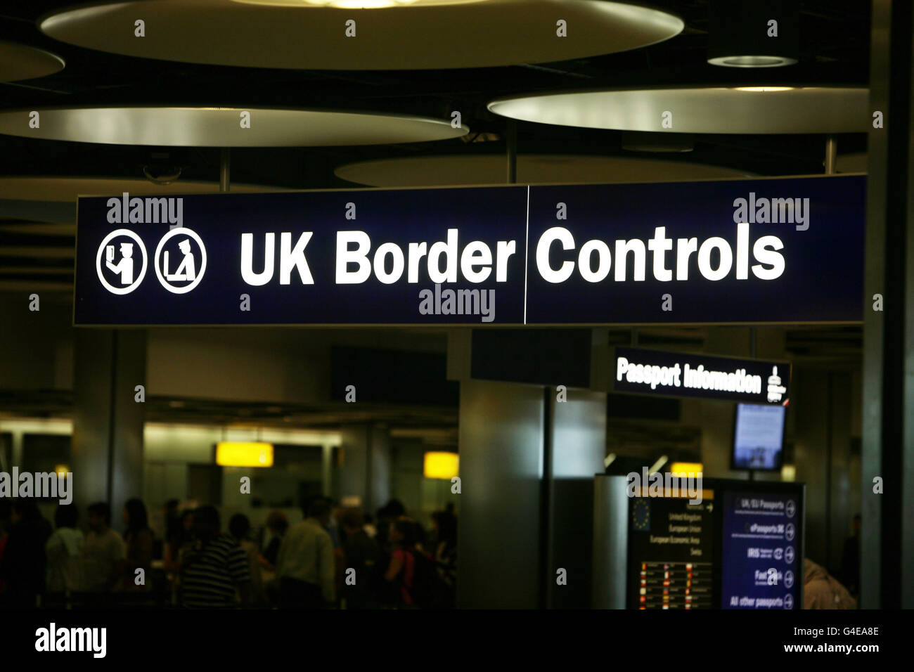 Border Control in Terminal Five of London's Heathrow Airport where some ...