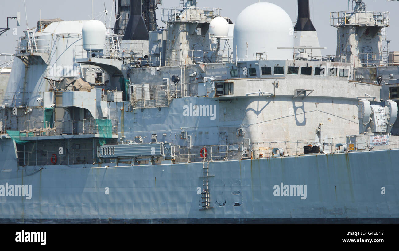 The former Royal Navy Type 42 destroyer HMS Exeter sits at anchor in ...