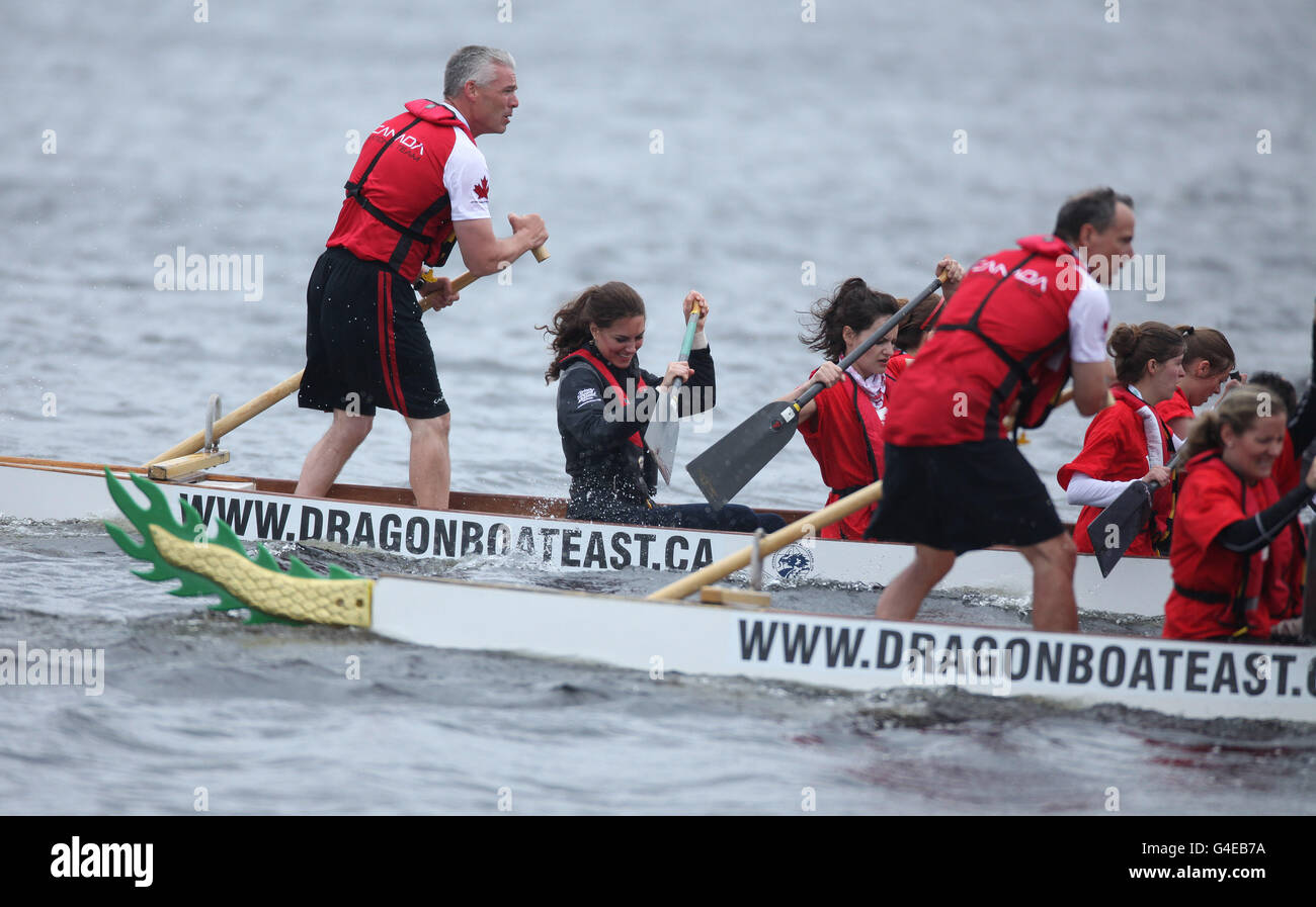 The Duchess of Cambridge rows in a dragon boat across Dalvay lake in ...