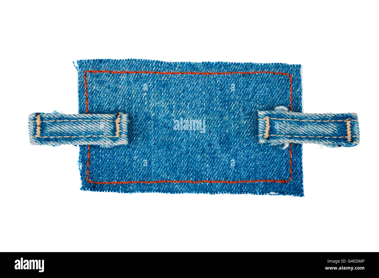 Frame made of denim with two straps of jeans, isolated white background ...