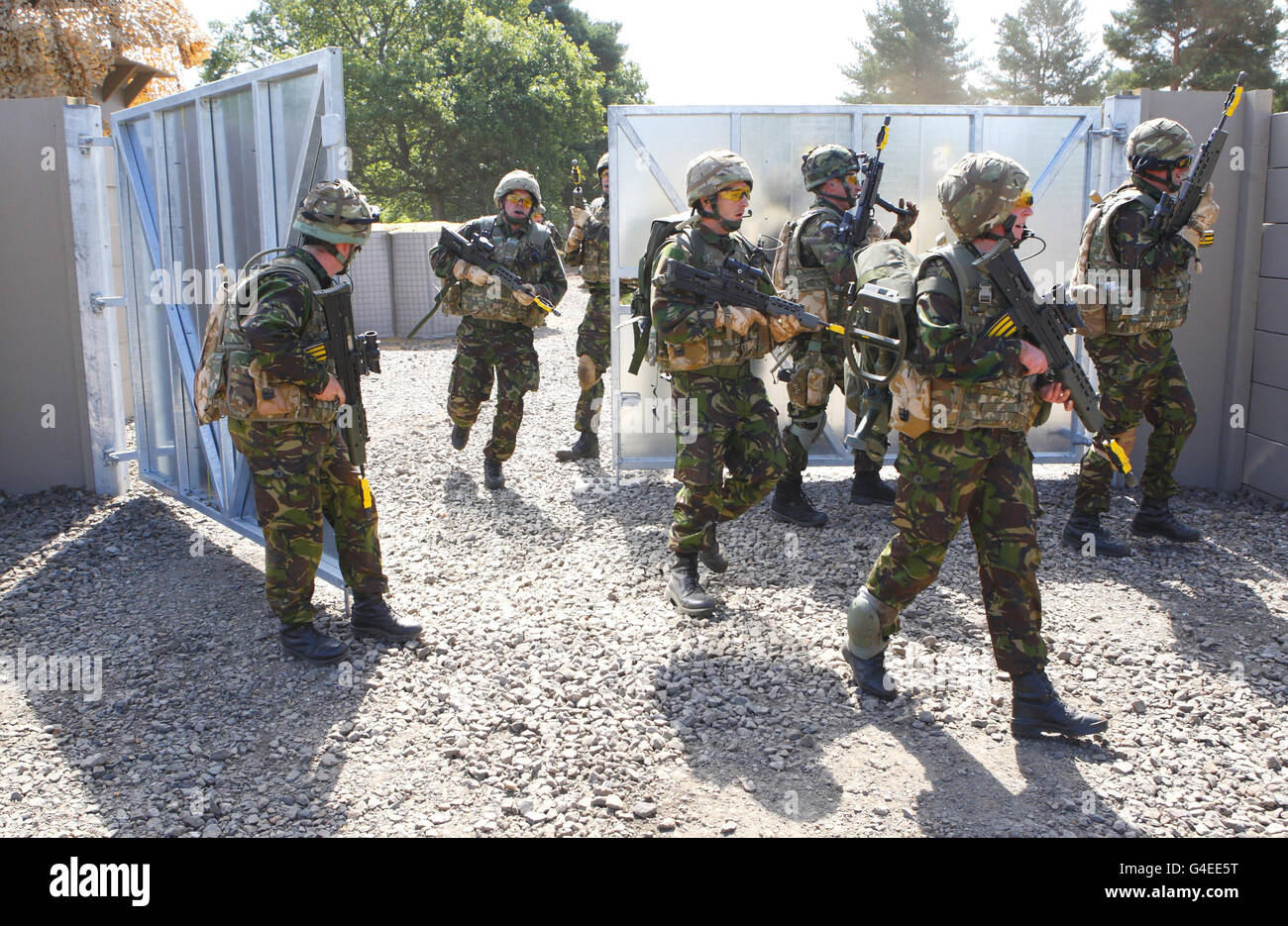 Royal Navy sailors return to their base during training at Longmoor ...