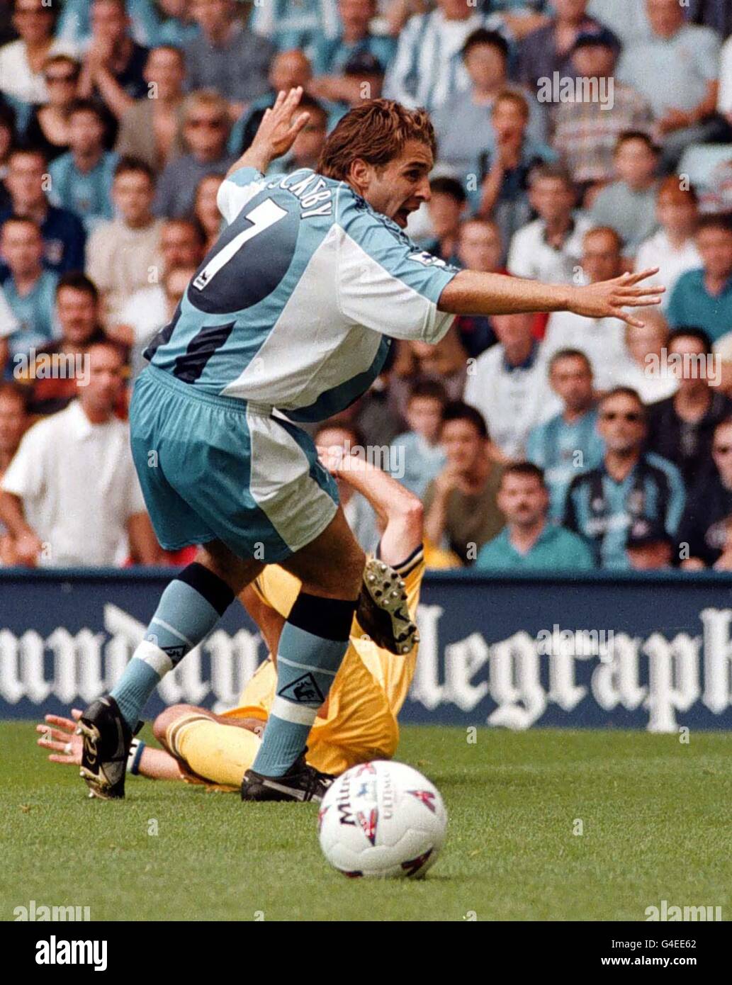 COventry's Darren Huckerby celebrates after scoring Coventry's first ...