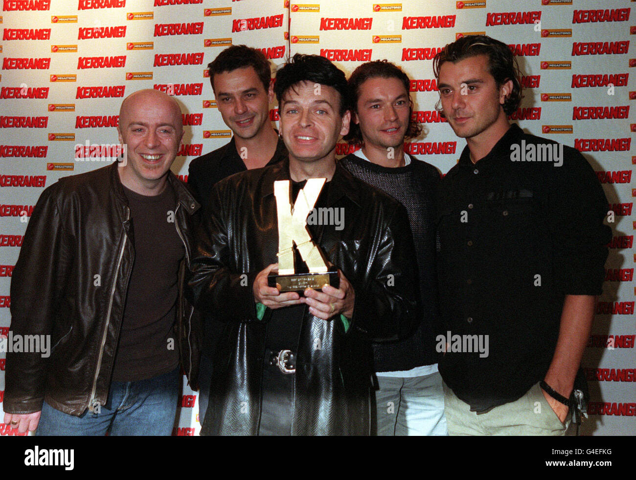 ROCK BAND BUSH, WHO WON THE BEST BRITISH BAND AWARD, WITH POP STAR GARY ...