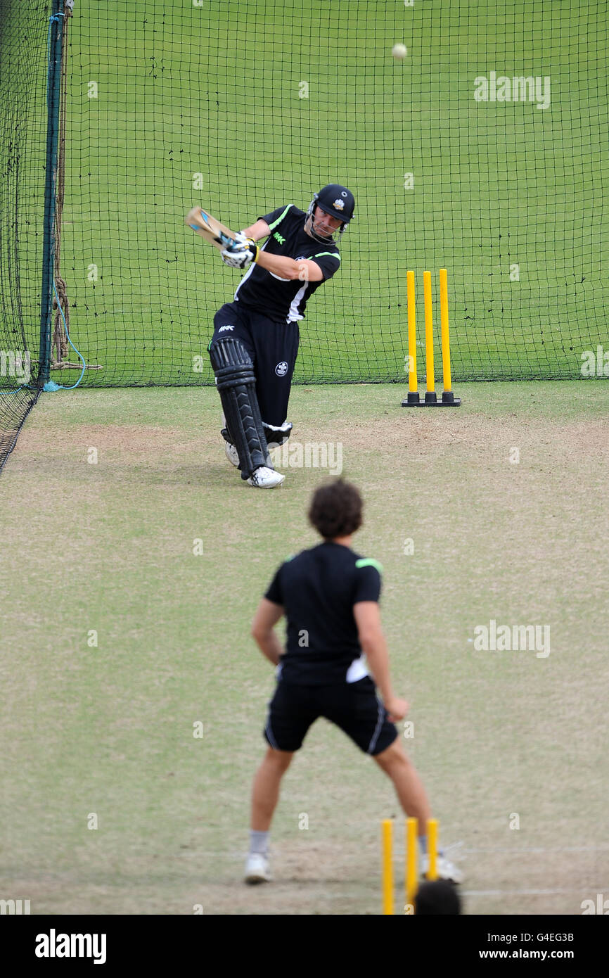 Surrey's Chris Schofield during a nets session before the game Stock ...