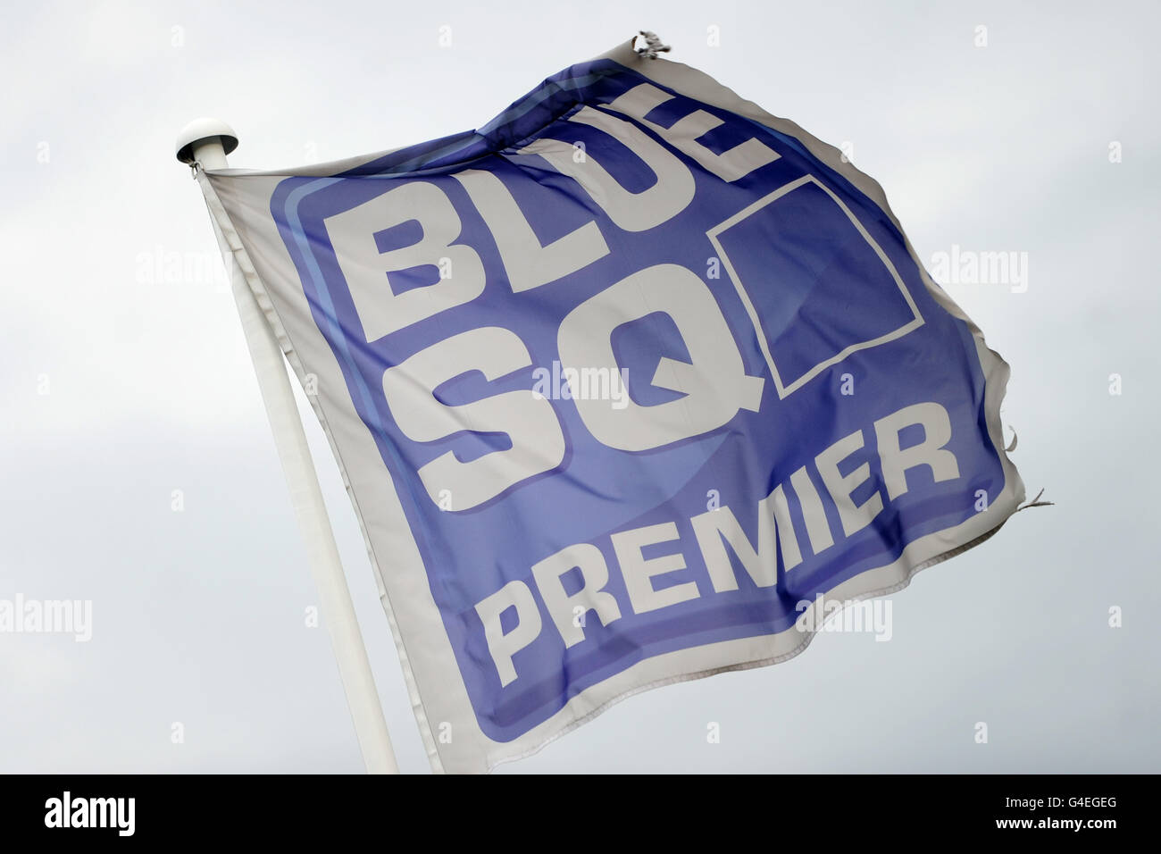 Blue square premier flag flying lamb ground hi-res stock photography ...