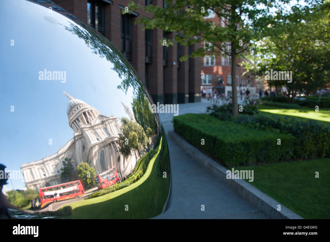 A shiny sphere reflecting Saint Paul Cathedral in London Stock Photo ...