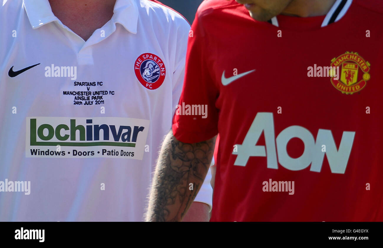 A view of the Spartans FC and Manchester United XI shirts during their ...