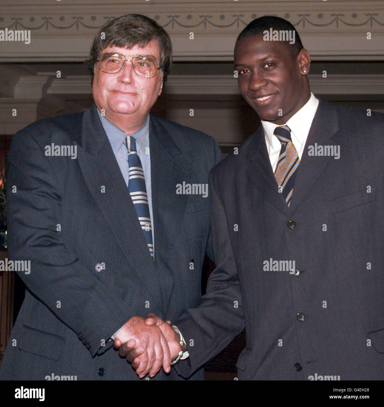 Leicester City Chairman John Elsom (left), with Emile Heskey in London ...