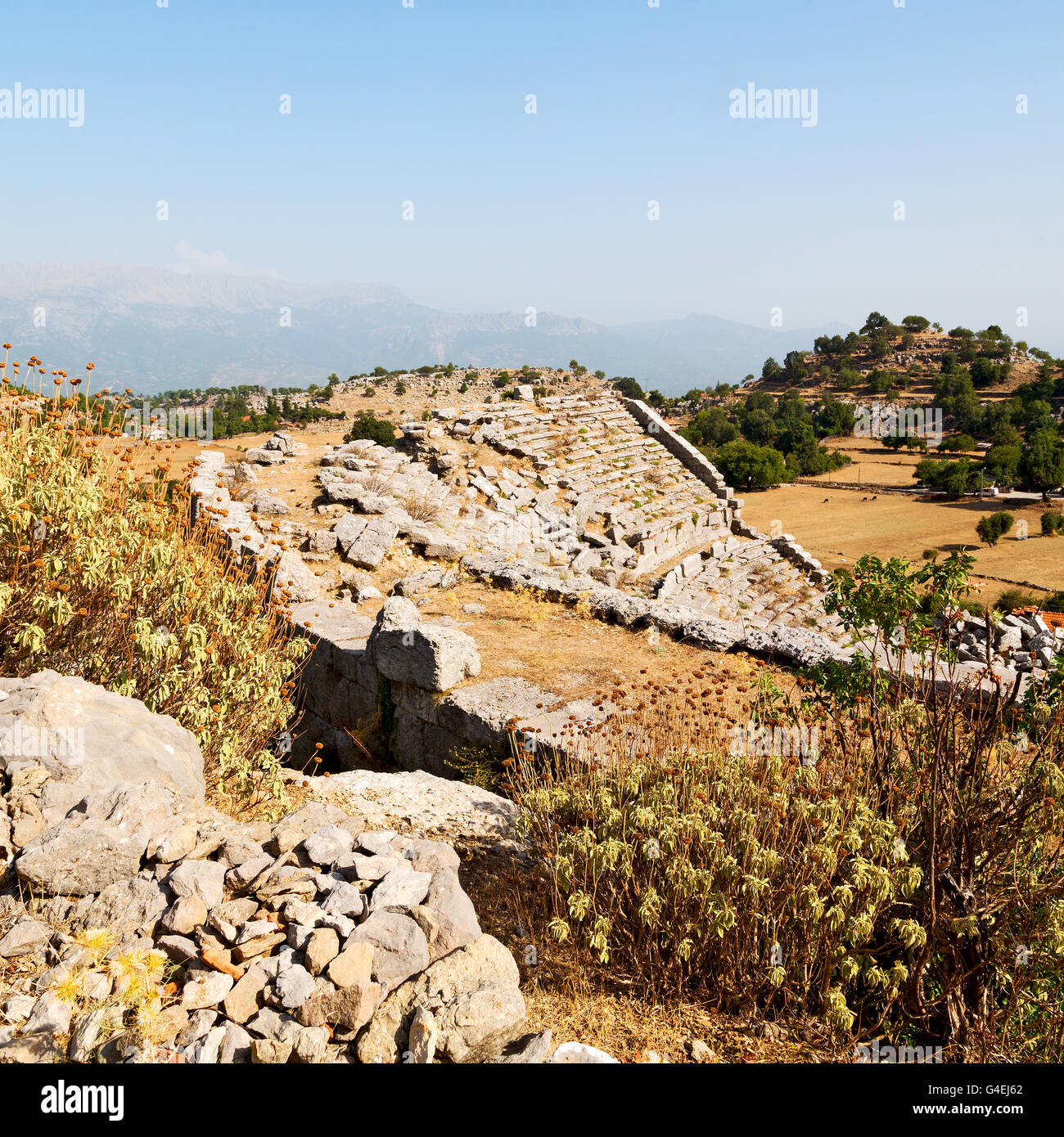 the hill in asia turkey selge old architecture ruins and nature Stock ...