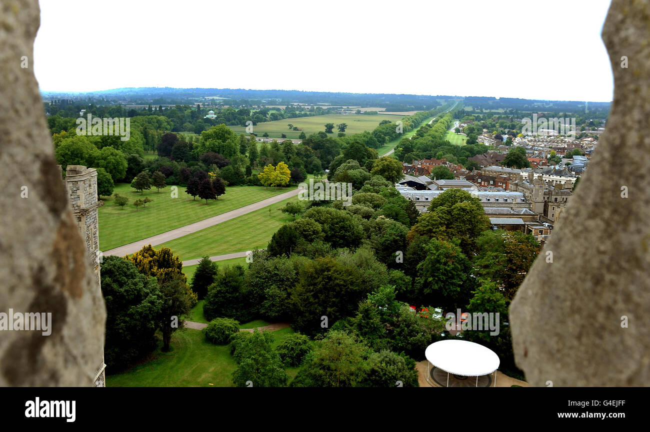 The view from the top of the Round Tower at Windsor Castle, looking ...