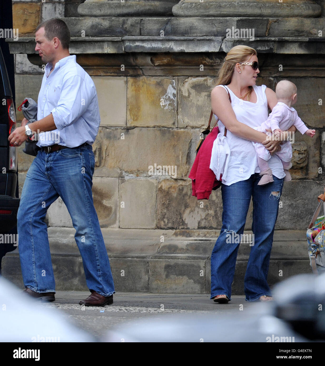 Peter Phillips with wife Autumn and daughter Savannah leaving Palace of ...