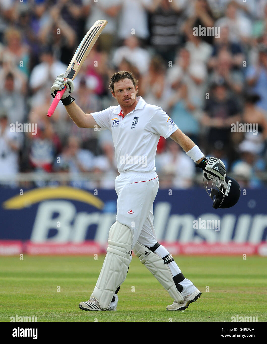 Englands ian bell celebrates his century against india hi-res stock ...