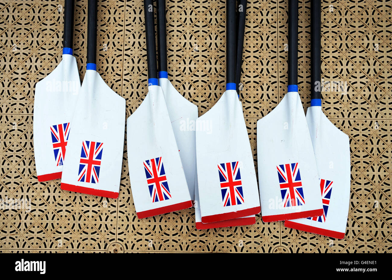 Team GB oars at Eton Dorney Rowing Lake at the end of the 2011 Junior ...