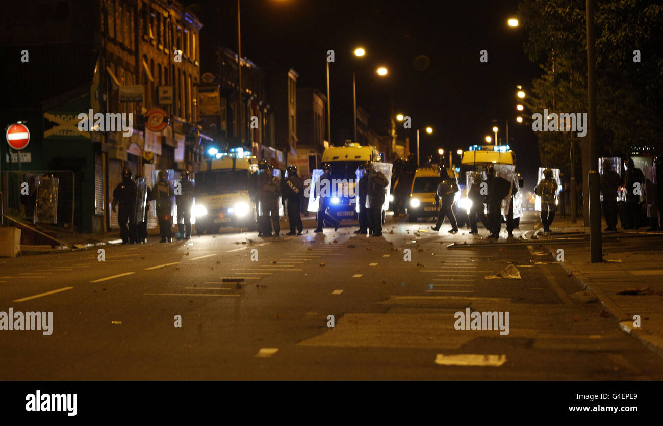 A view of riot police in Toxteth, Liverpool, as around 200 missile ...