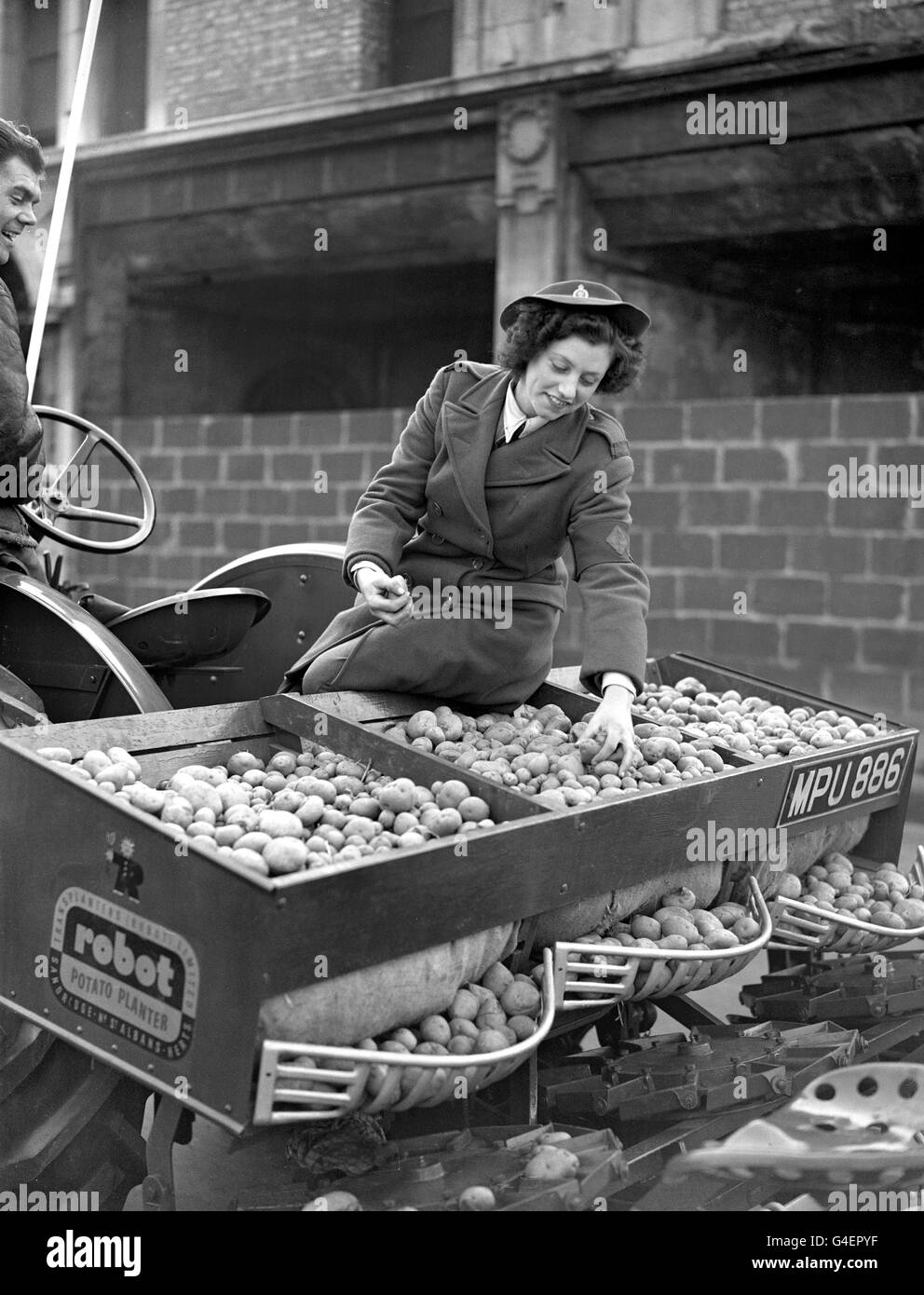 Mary Walton prepares her potato sorting tractor during the Lord Mayor's ...
