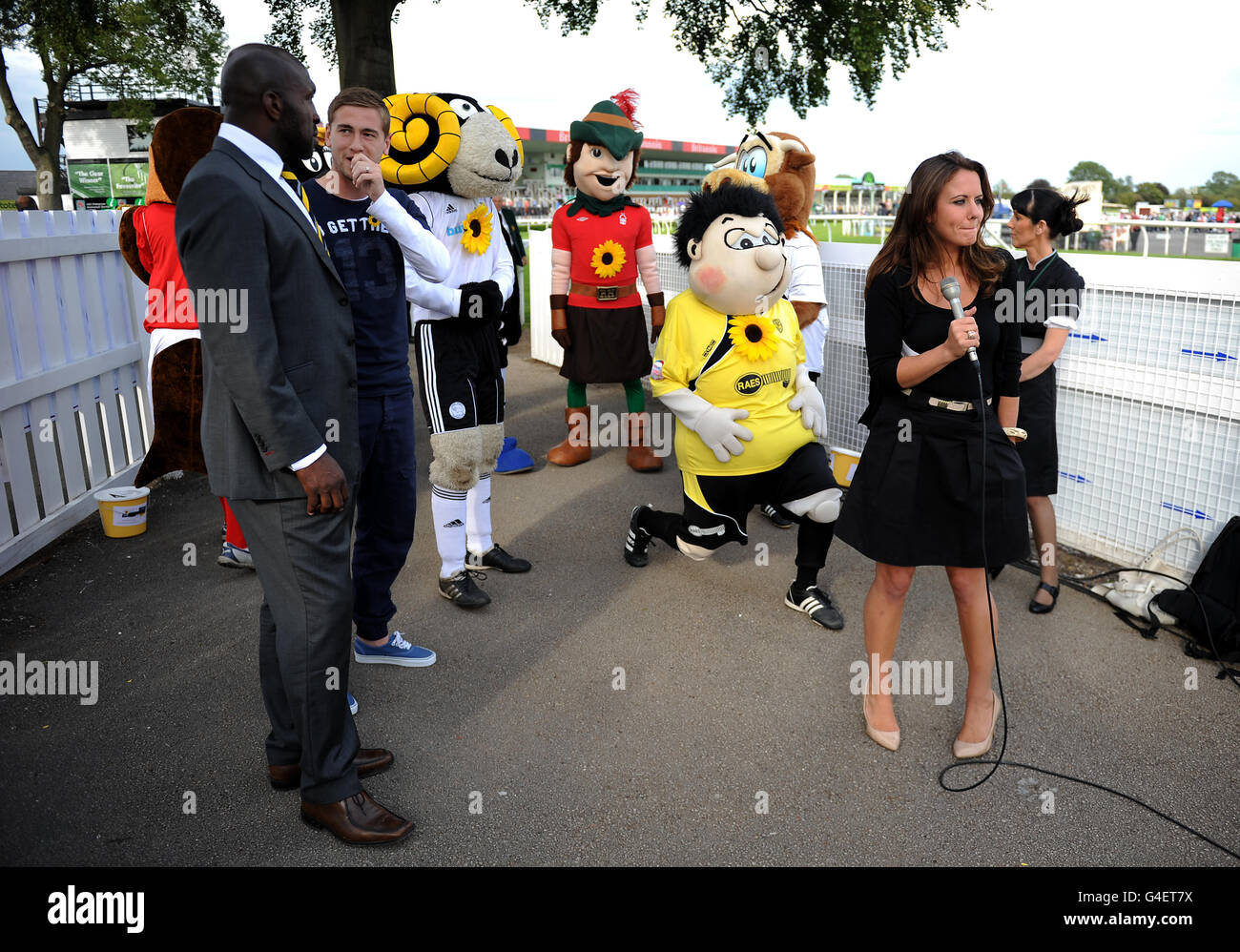 Derby County mascot Rammy the Ram and Burton Albion mascot Billy Brewer ...