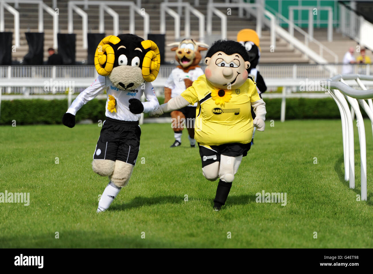 Derby County mascot Rammy the Ram (left), Burton Albion mascot Billy ...