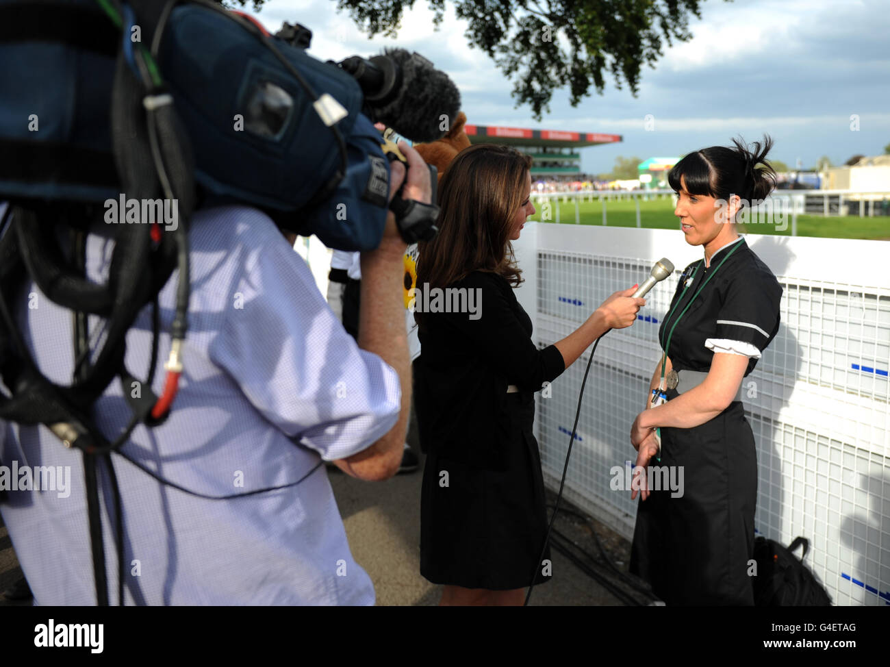 ITV presenter Lucy Kite (centre) interviews St Giles Hospice nurse ...