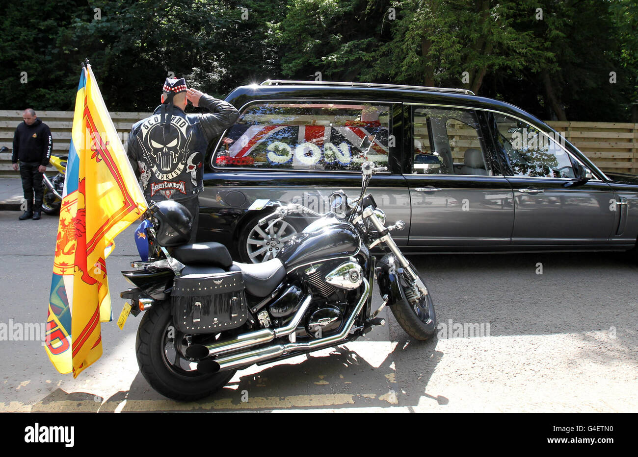 The hearse carrying the coffin of Highlander Scott McLaren, of the 4th ...