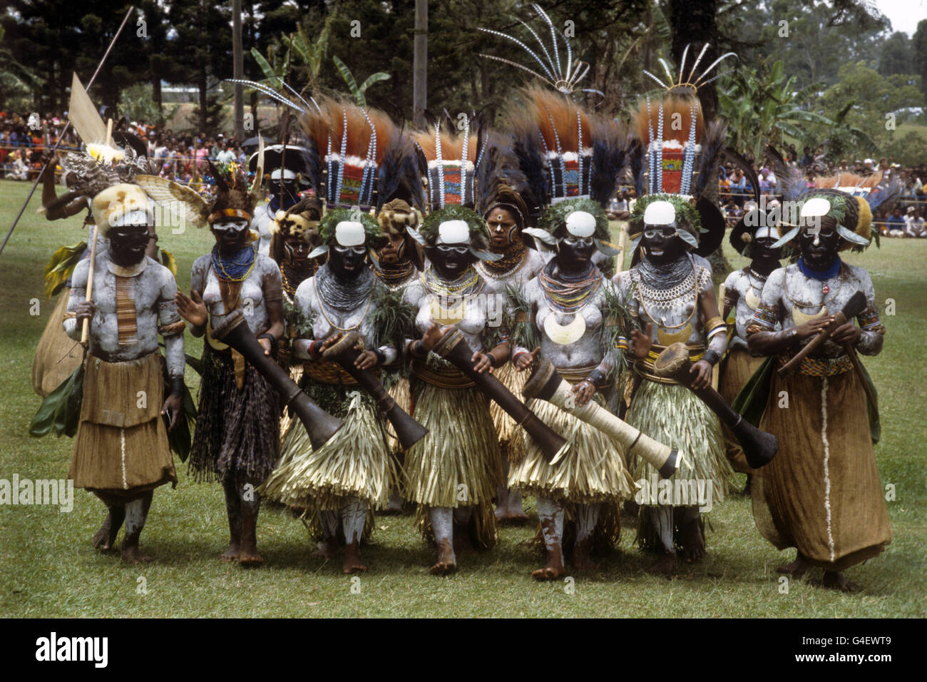 A group of Highland tribal dancers perform for The Queen during the ...