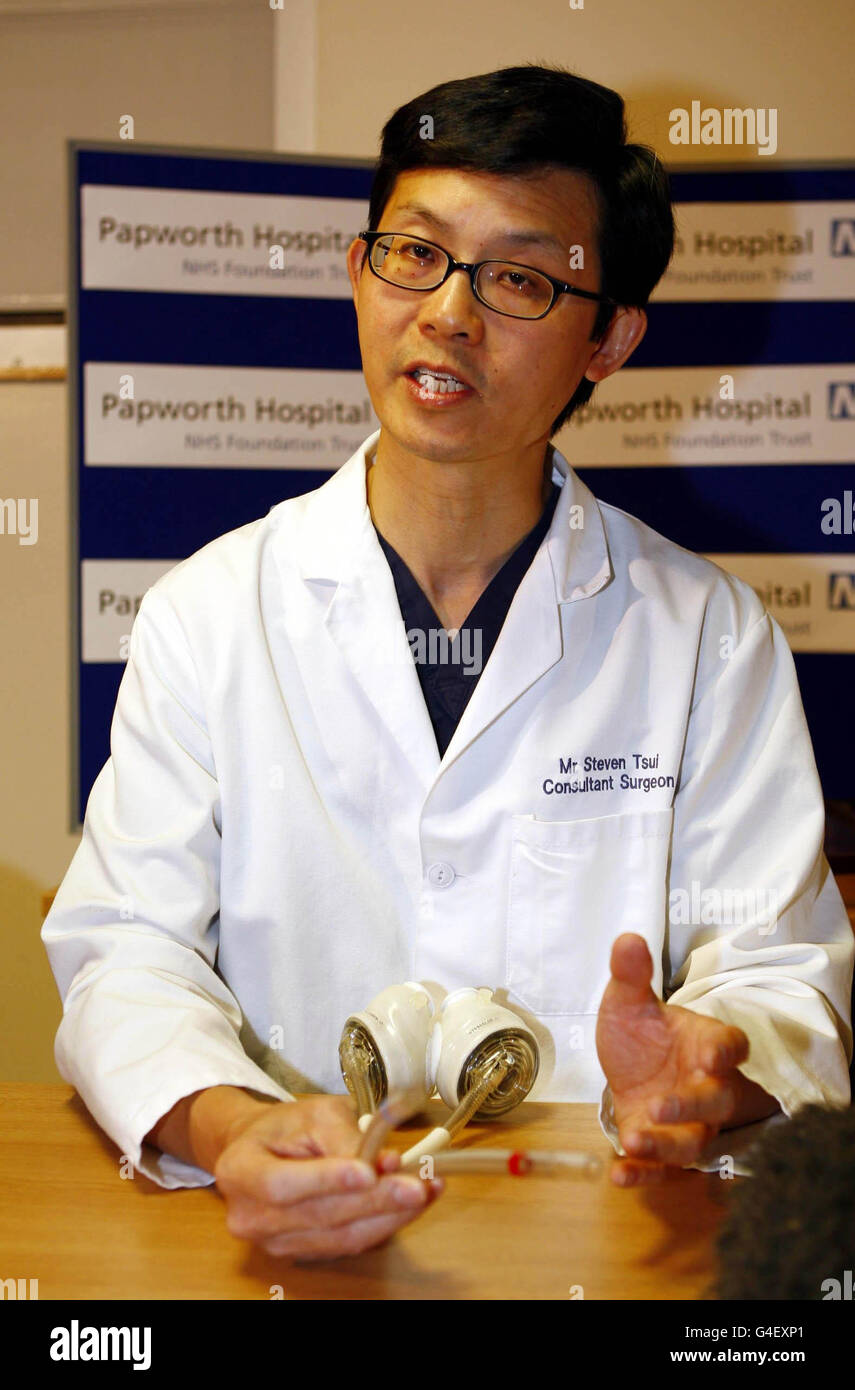 Matthew green during a press conference at papworth hospital hi-res ...