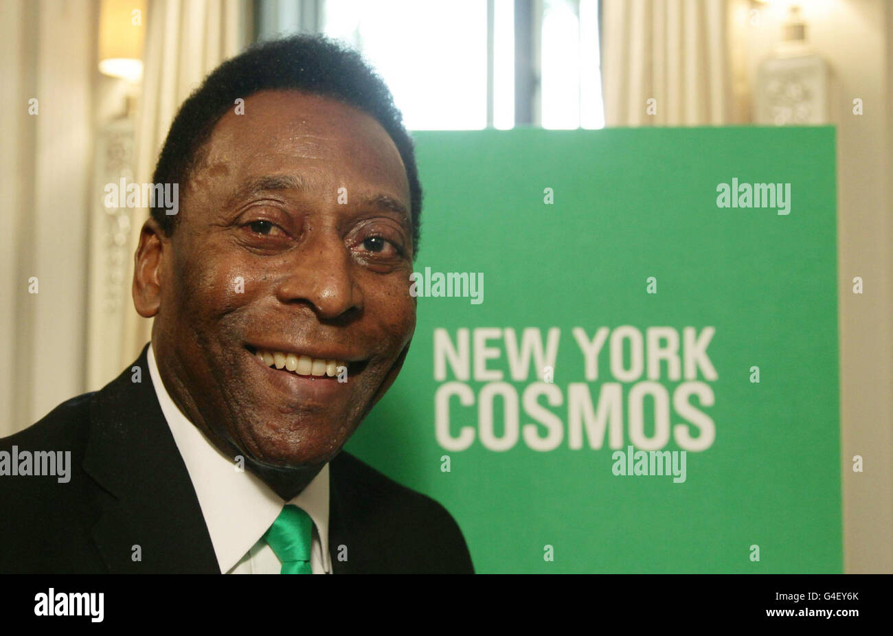 Pele during the announcement of the Official New York Cosmos Opus book ...
