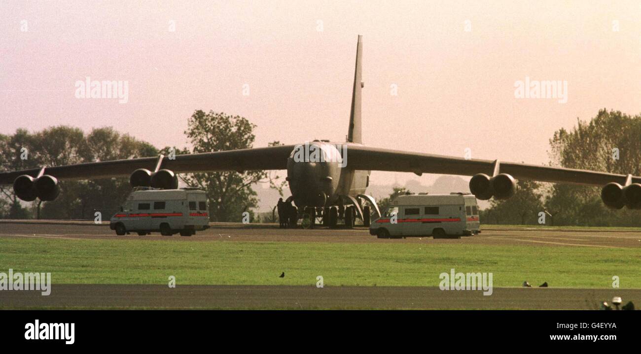 The scene at RAF Fairford in Gloustershire today (Monday) with American ...