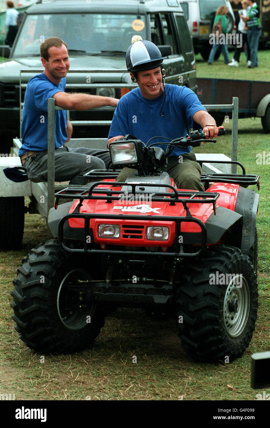 PA NEWS PHOTO 21/8/92 PETER PHILLIPS (IN TRACTOR) OUT AND ABOUT AT THE ...