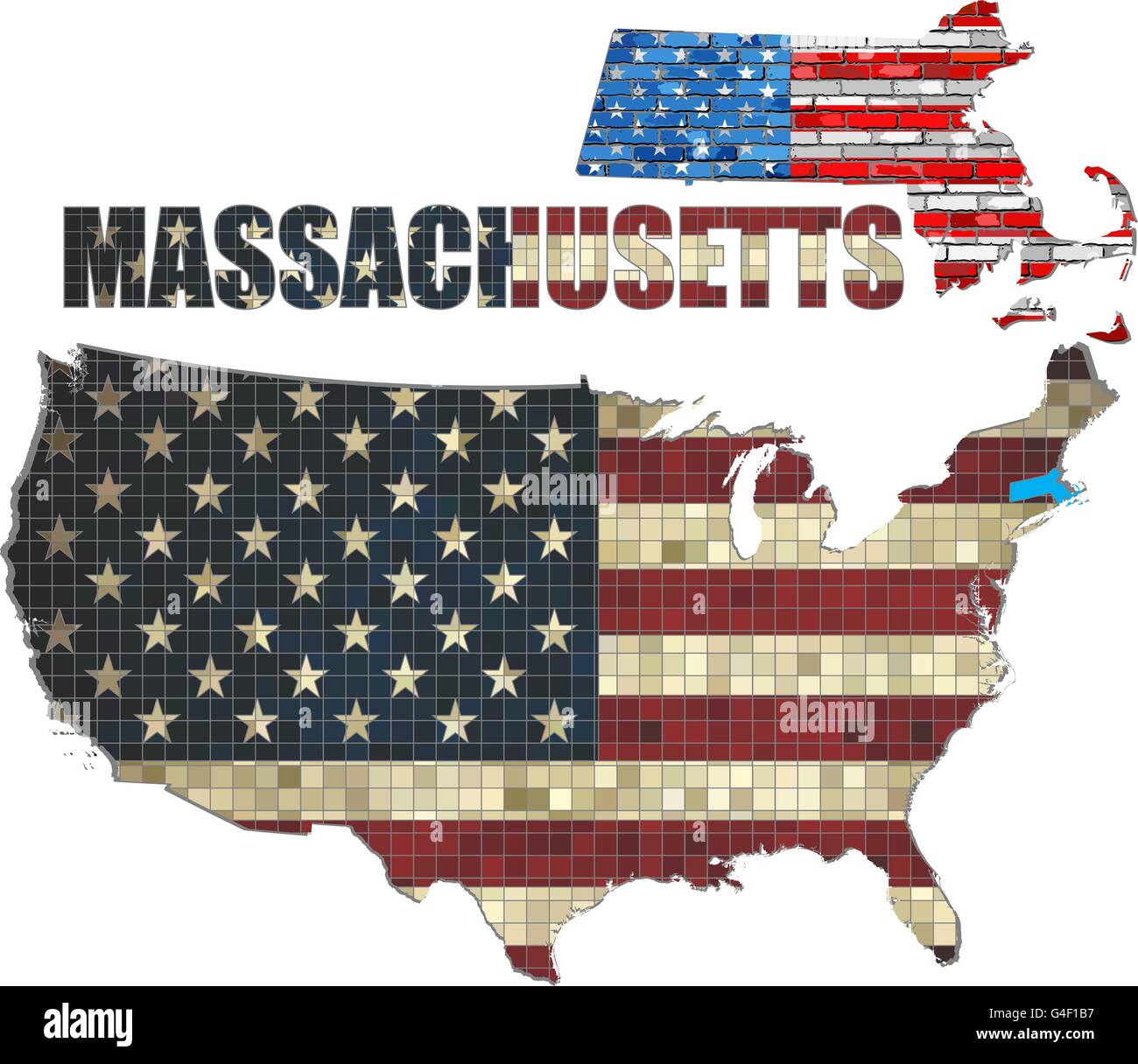 USA state of Massachusetts on a brick wall Stock Photo - Alamy