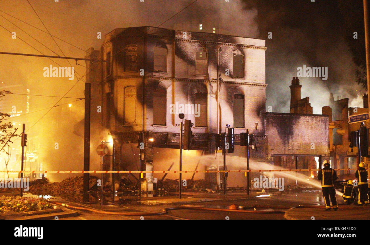 A property on fire near Reeves Corner, Croydon, south London, during a ...