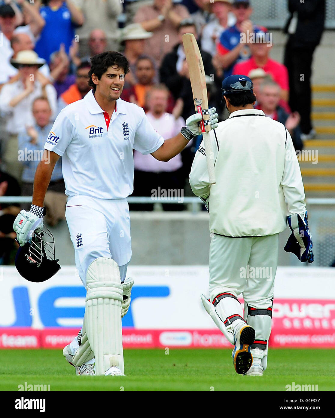 England's Alastair Cook celebrates after reaching a double century next ...