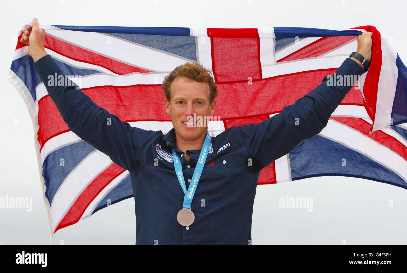 British Olympic hopeful Paul Goodison celebrates winning bronze in the ...