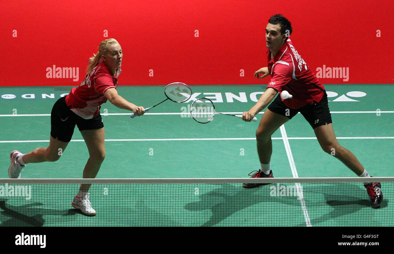 Great Britain's Chris Adcock and Imogen Bankier play against China's ...