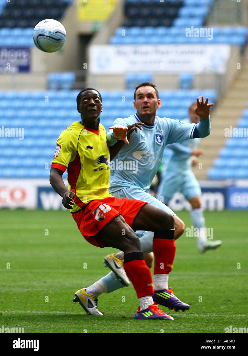 Coventry City's David Bell and Watford's Marvin Sordell Stock Photo - Alamy