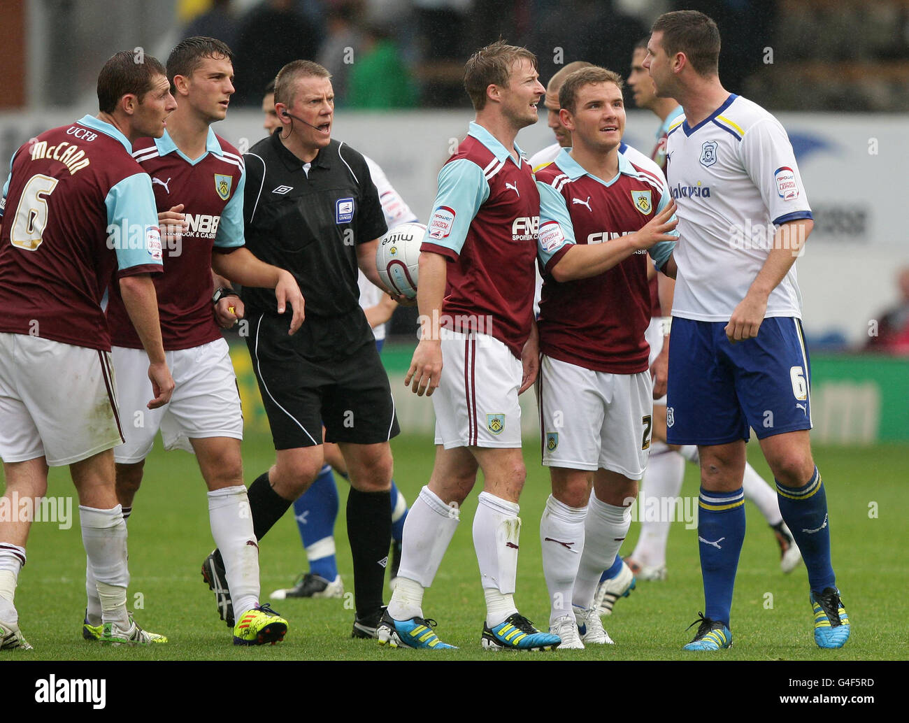 Cardiff City's Anthony Gerrard (right) tries to confront Burnley's ...