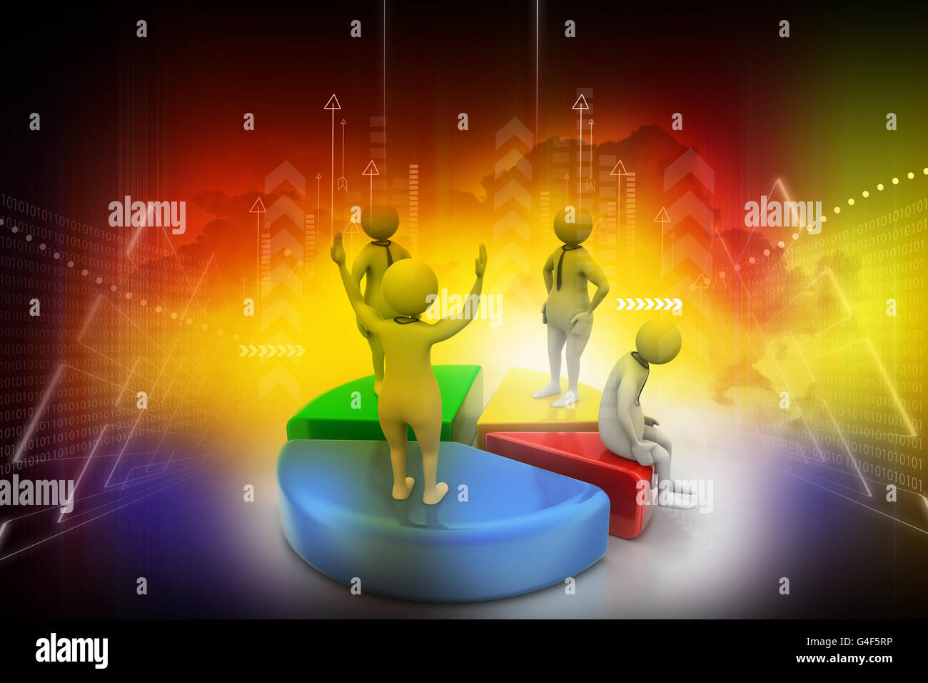 3d people with pie chart, business competition Stock Photo - Alamy